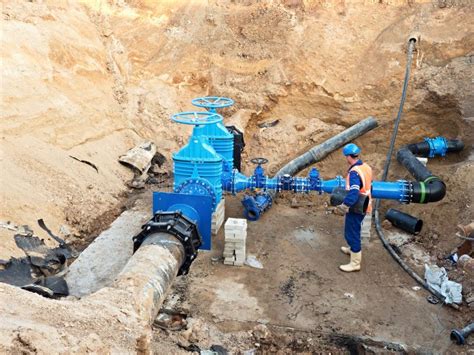 Worker Underground For Reconstrucion Of Drink Water System Technical