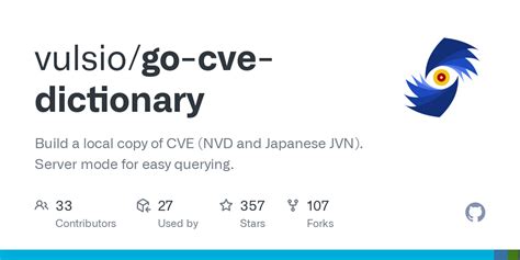 Github Vulsiogo Cve Dictionary Build A Local Copy Of Cve Nvd And
