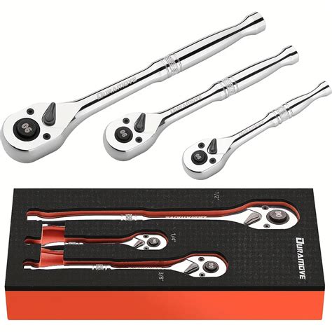 3pcs Ratchet Repair Set Release Reversible 90 Tooth Socket Wrench