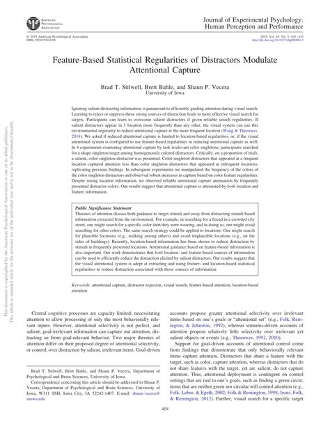 Feature Based Statistical Regularities Of Distractors Modulate Attentional Capture Request Pdf