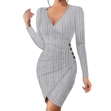Fhsagq Summer Female Gowns And Evening Dresses Solid Color V Neck Tight