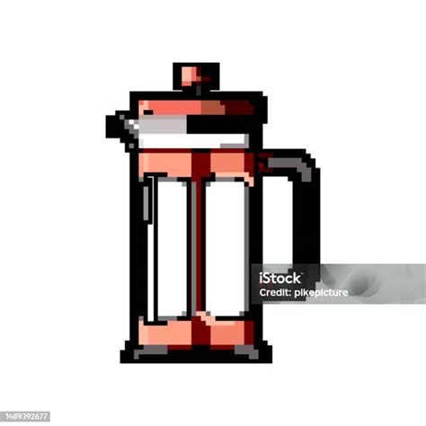 유리 프렌치 프레스 커피 게임 픽셀 아트 벡터 일러스트레이션 갈색에 대한 스톡 벡터 아트 및 기타 이미지 갈색 구이 레스토랑 Istock