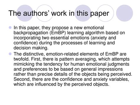Ppt A Modified Backpropagation Learning Algorithm With Added Emotional Coefficients Powerpoint