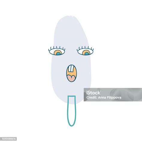 90년대 스타일의 낙서 눈을 가진 겁에 질린 얼굴 아이스크림 아이스 캔디 캐릭터 티 스티커 포스터를 위한 완벽한 인쇄 장식과