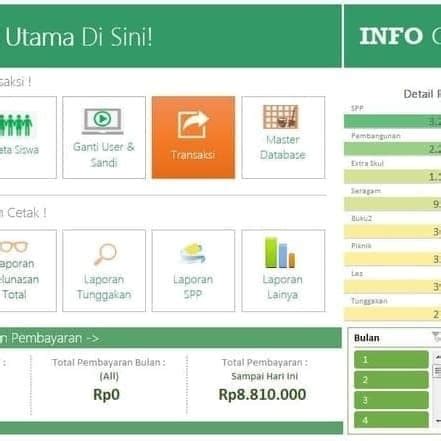 Jual Software Program Aplikasi Excel Pembayaran SPP Jakarta Utara Toko Maen Tokopedia