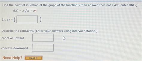 solved find the point of inflection of the graph of the function if