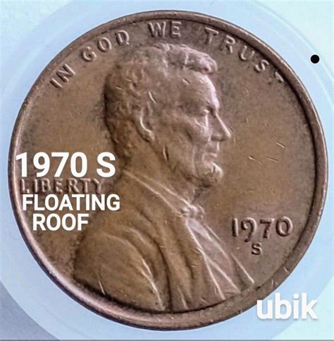 1970 S Lincoln Memorial Cent Penny • Floating Roof Error • Bn • Ch Au