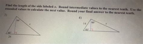 Solved Find The Length Of The Side Labeled X Round