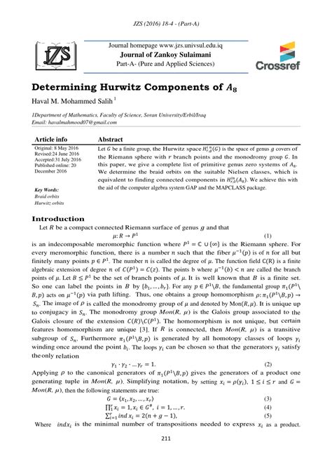 Pdf Determining Hurwitz Components Of A8