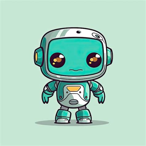 Premium Photo Happy Cartoon Small Robot Looking At Camera Generative Ai