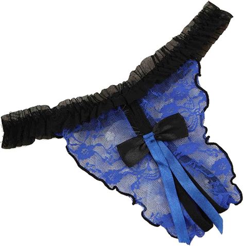 Sexy Encaje Abierto Entrepierna Malla Tanga Calzones Bowknot T Strings