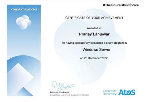 Pranay Lanjewar On Linkedin Thankyou Atos Windowsserver Certifications