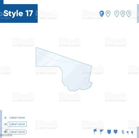 Sud Botswana Carte Isolée Sur Fond Blanc Avec De Leau Et Des Routes