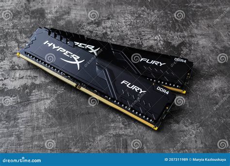 Two Ram Memory Modules Kingston Hyperx Fury Ddr4 On A Dark Background