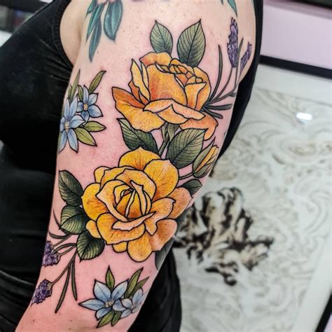 Traditional Yellow Rose Tattoo