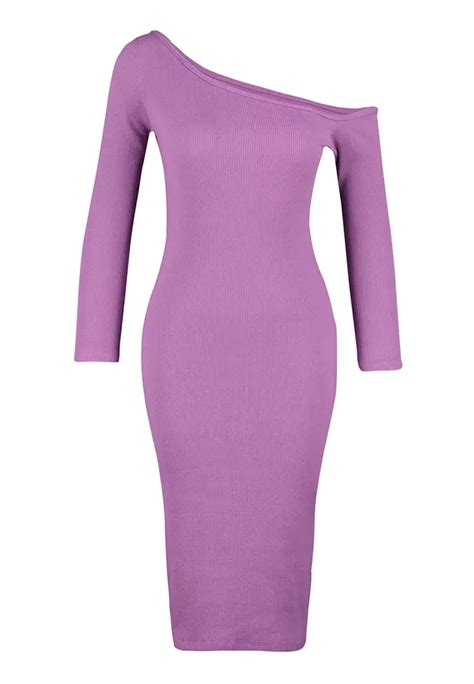 Buy Trendyol Ribbed Off The Shoulder Knit Midi Dress Online Zalora