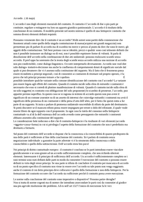 Riassunto Lezioni Sul Contratto Di Majo Ferri Gabrielli Gentili