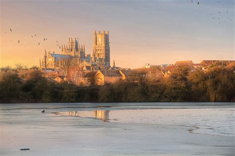 Ice Reflection Ely Cathedral In Cambridgeshire