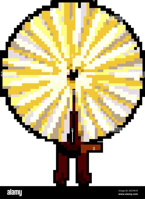 Japan Hand Fan Folding Game Pixel Art Vector Illustration Stock Vector