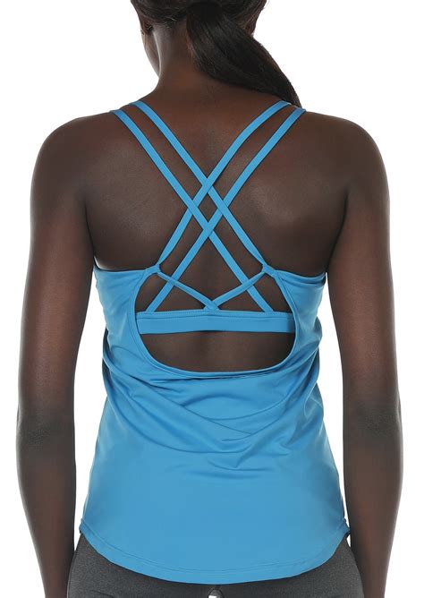 Icyzone Workout Tank Tops Built In Bra Womens Strappy Athletic Yoga