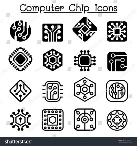 Computer Chips Electronic Circuit Icons Stock Vector Royalty Free 525537187 Shutterstock