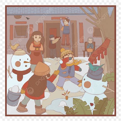 손으로 그린 구정 놀이 일러스트 장면 손으로 그린 새해 장난기 넘치는 Png 일러스트 및 Psd 이미지 무료 다운로드 Pngtree