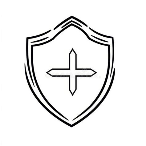 Shield With Cross Doodle Vector Icon Eps 10 Stock Illustration
