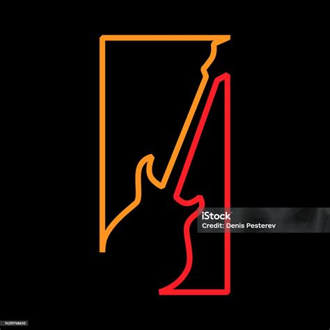 Electric Guitar Symbol On Black Backdrop Stock Illustration Download