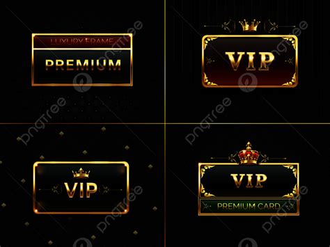 황금 Vip 프레임 금 사치 왕실의 왕관 세트 Png 일러스트 및 벡터 에 대한 무료 다운로드 Pngtree