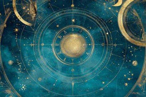 Astrology Chart Featuring Zodiac Signs In Elegant Blue And Gold Tones