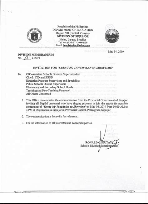 Division Memorandum No. 150 s. 2019... - Deped Tayo Siquijor