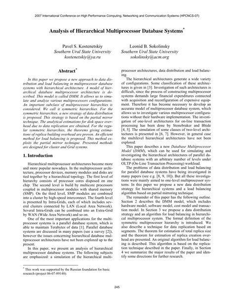 Pdf Analysis Of Hierarchical Multiprocessor Database Systems