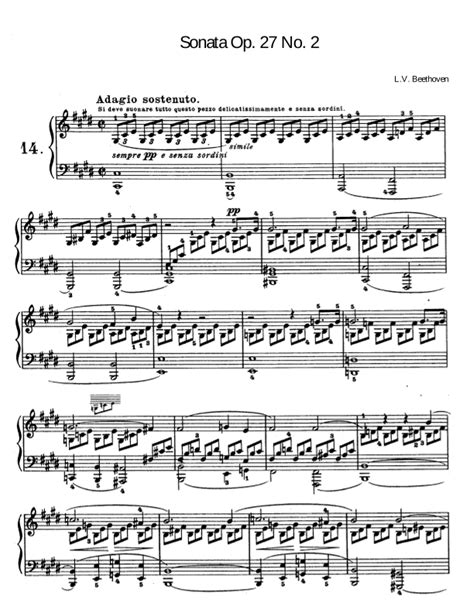 Beethoven Sonata Op 27 No 2 Moonlight Sonata Arr Public Domain