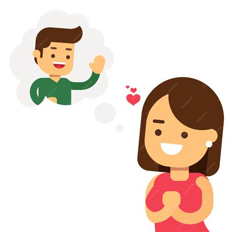 Hermosa Chica Enamorada Vector Premium