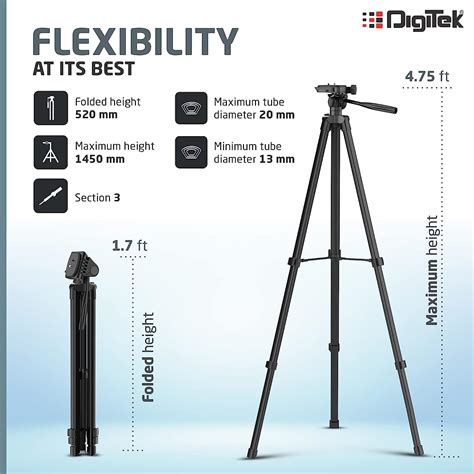 Buy Digitek Dtr 480lw 57 Inch Portable Aluminium Alloy Tripod With