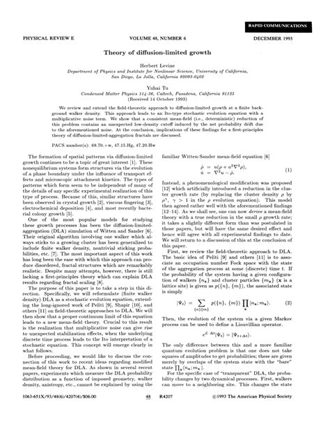 PDF Theory Of Diffusion Limited Growth