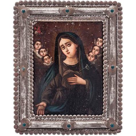 Virgen Dolorosa Mã‰xico Siglo Xix Ã Leo Sobre Lã¡mina