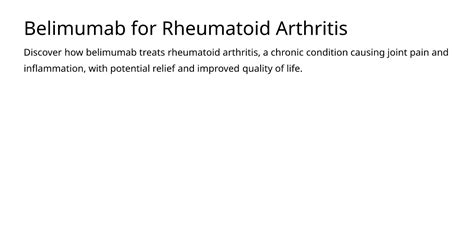 Belimumab For Rheumatoid Arthritis Medsis