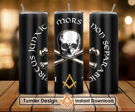 Virtus Junxit Mors Non Separabit Skull Bones Masonic 20oz 30oz Skinny
