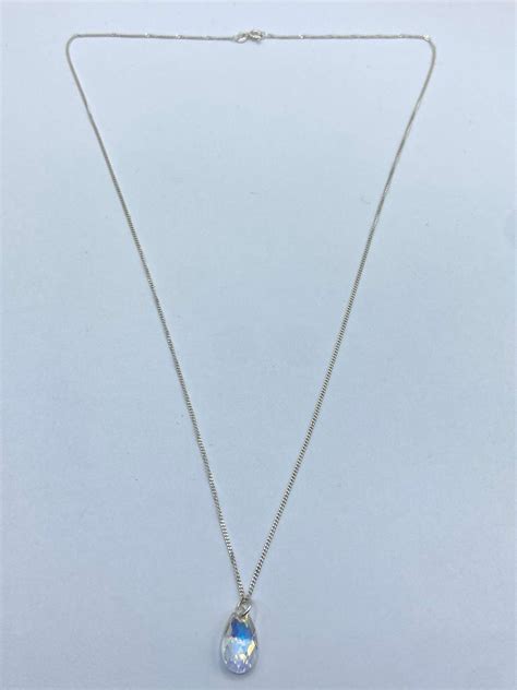 Vintage Sterling Silver Faceted Aurora Borealis Gemstone Necklace