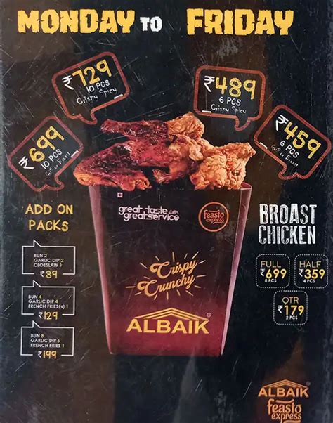 Menu Of Al Baik Feasto Express Manacaud Thycaud Trivandrum