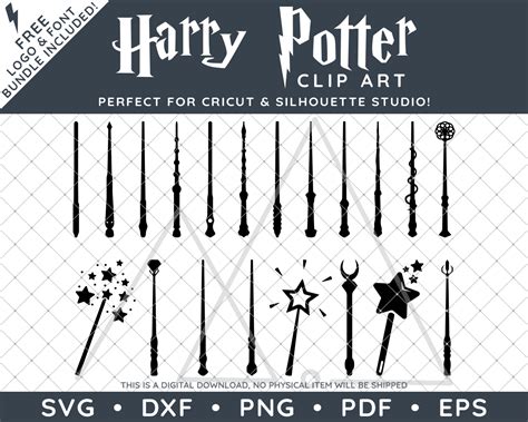Harry Potter Clip Art Pdf Eps Svg Dxf Png Magic Wands Bund Inspire