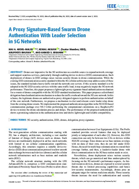 Pdf A Proxy Signature Based Swarm Drone Authentication With Leader