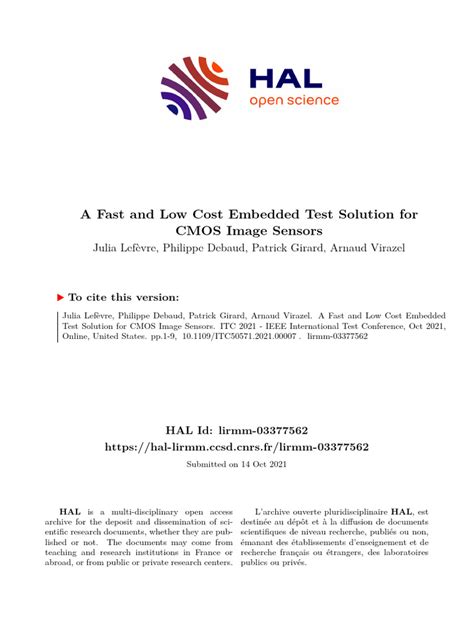 A Fast And Low Cost Embedded Test Solution For Cmos Image Sensors