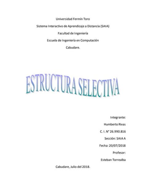 Ejercicios De Estructuras Selectivas Resueltos Pdf