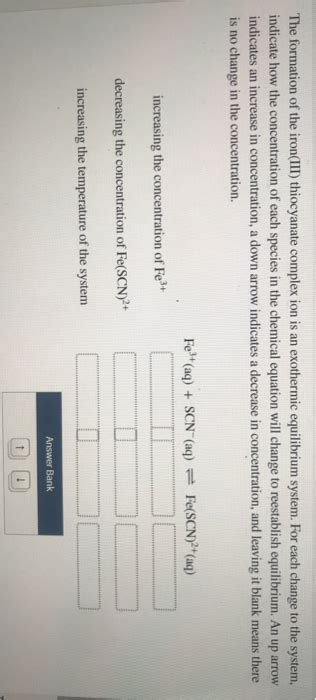Solved The Formation Of The Iron Iii Thiocyanate Complex