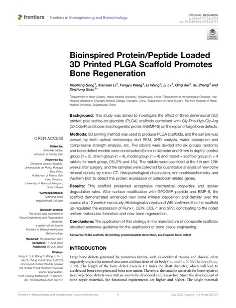 Pdf Bioinspired Proteinpeptide Loaded 3d Printed Plga Scaffold Promotes Bone Regeneration