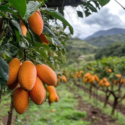 Exotic Fruit Farm Utilizing Blockchain Technology For Traceability In Rural Setting Stock Image