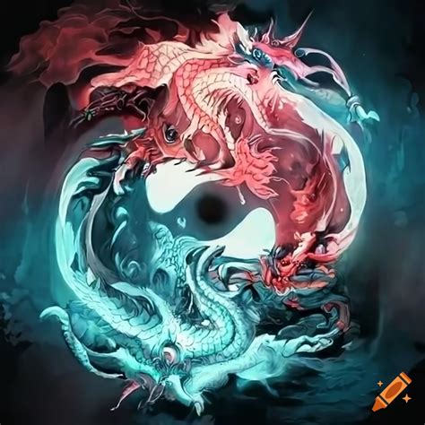 Yin Yang Symbol With A Dragon Design On Craiyon