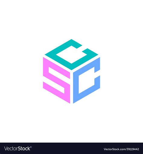 Csc Letter Hexagon Shape Royalty Free Vector Image